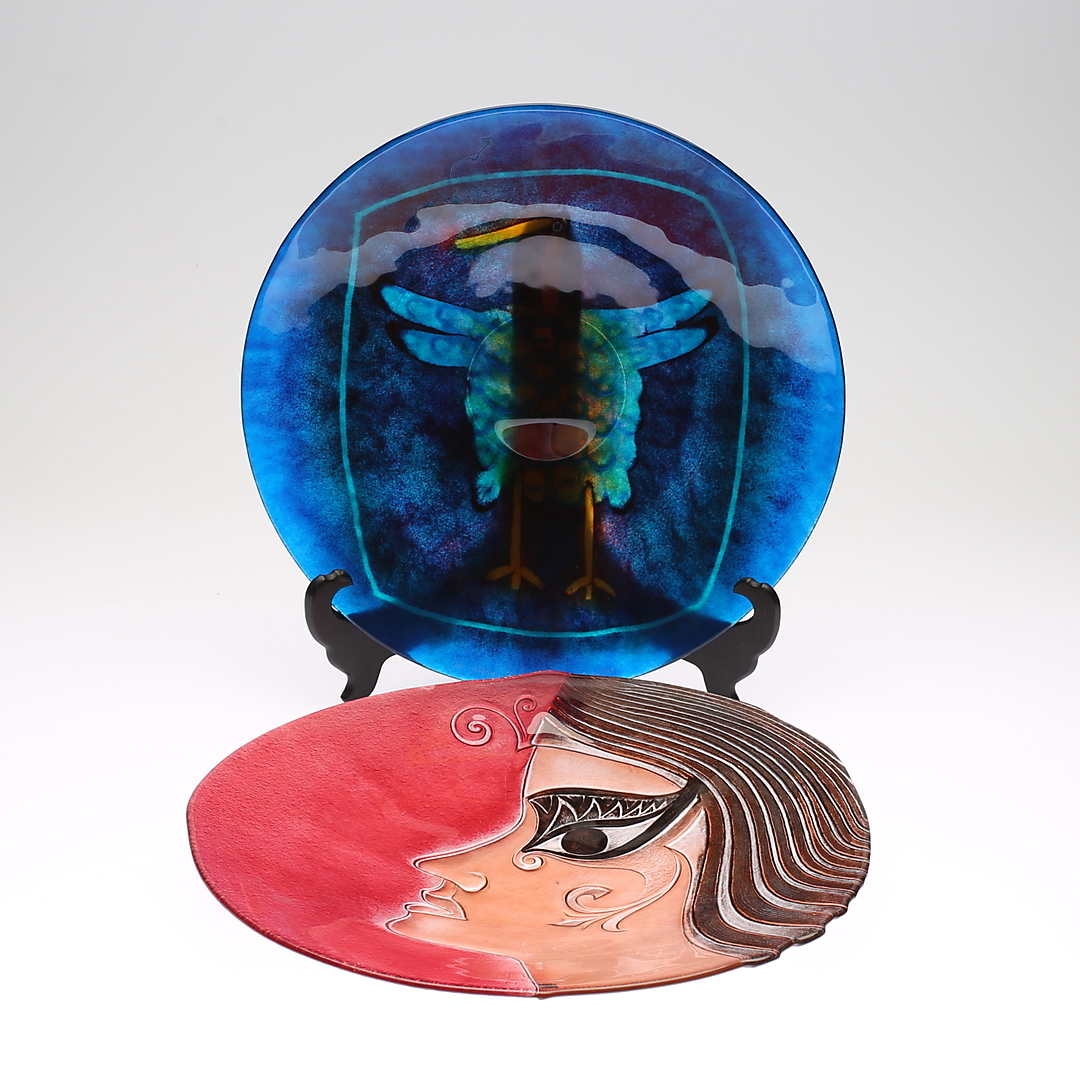 Images for 1171043. PLATE, 2 pcs, glass, Jan Wiberg, Steninge Slott and ...