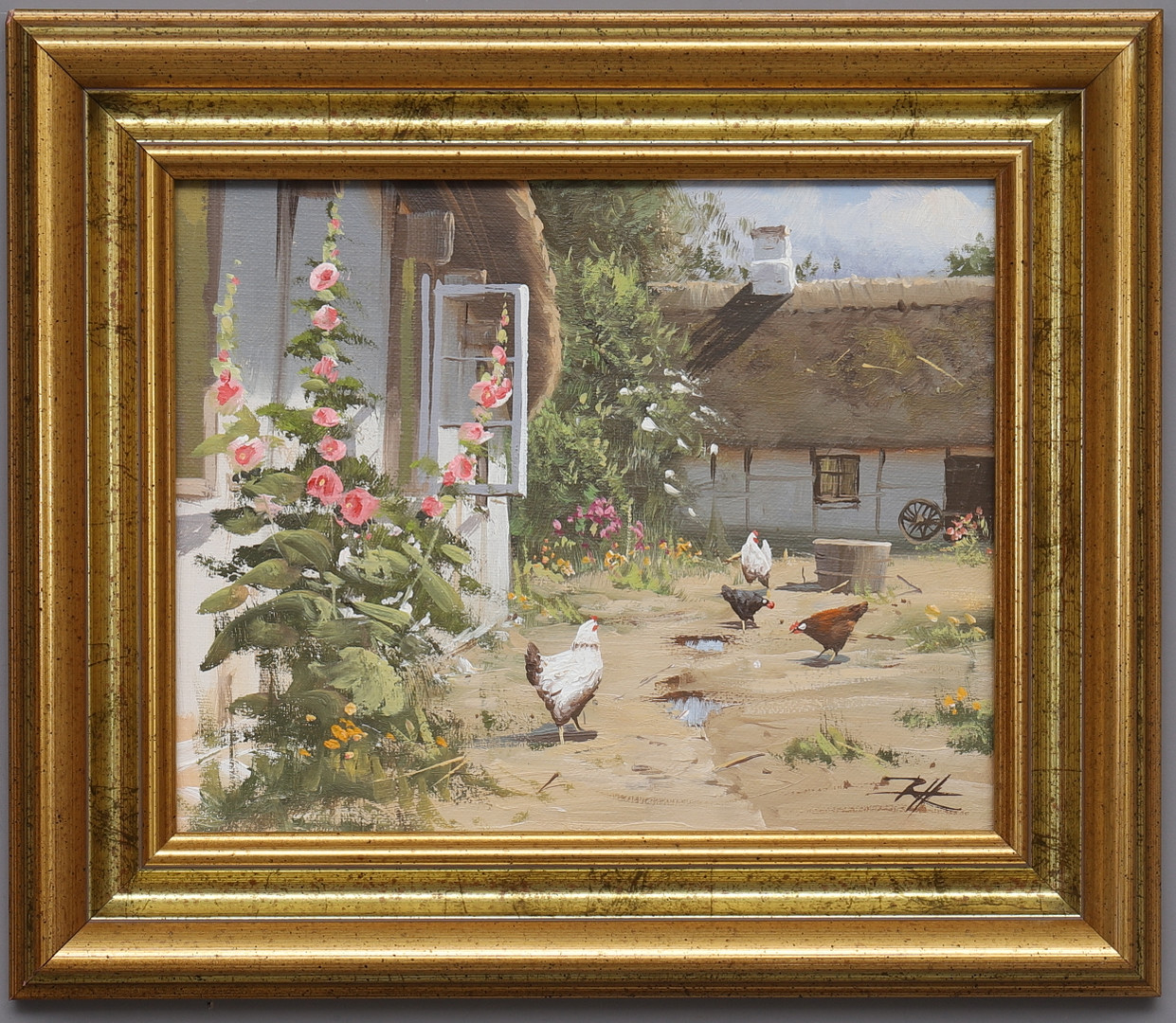 Images for 1327898. ROALD HANSEN. oil on canvas, Hönsmöte, signed RH ...