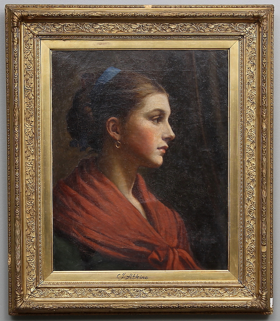 Images for 150617. CATHERINE J. ATKINS. Portrait of woman in red shawl ...