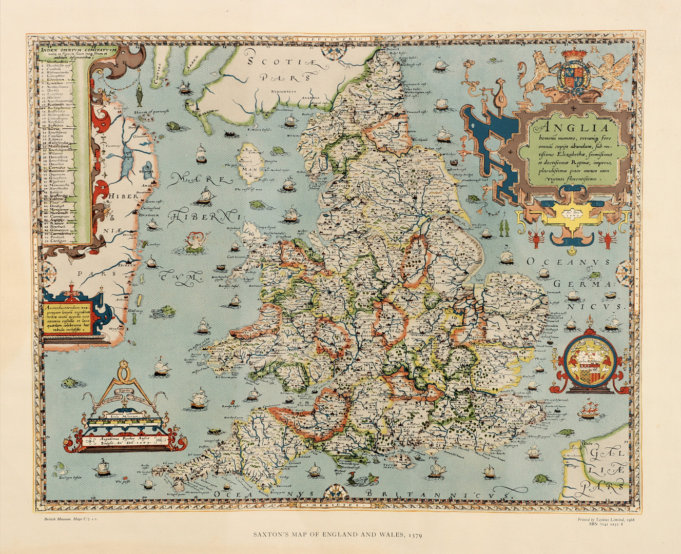 Images for 2078022. SAXTON'S MAP OF ENGLAND AND WALES. 1579, press ...