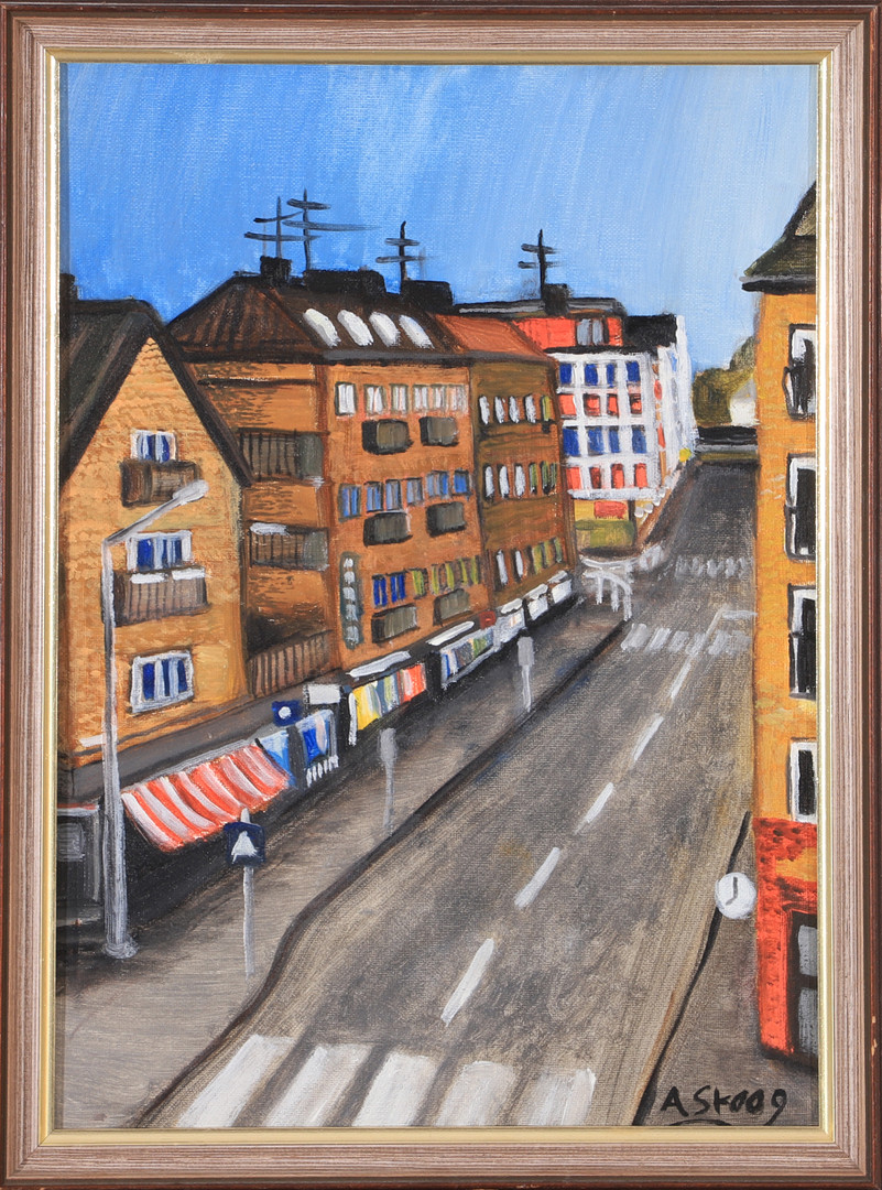 2125417. OIDENTIFIERAD KONSTNÄR. Kaupunkikuva, öljy Paneeli ...