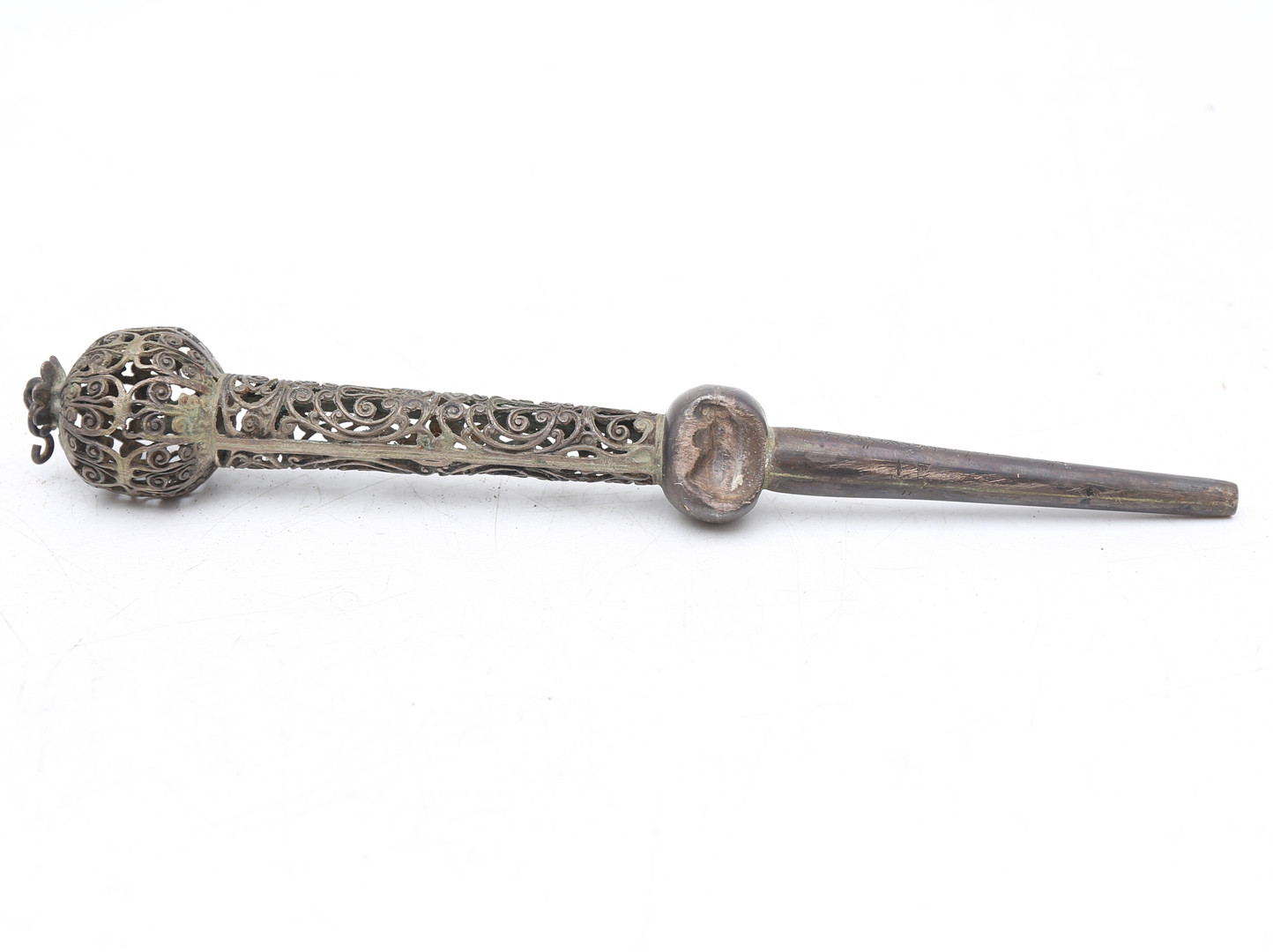 Images for 2460324. Probably Tibetan ceremonial baton finial in silver ...