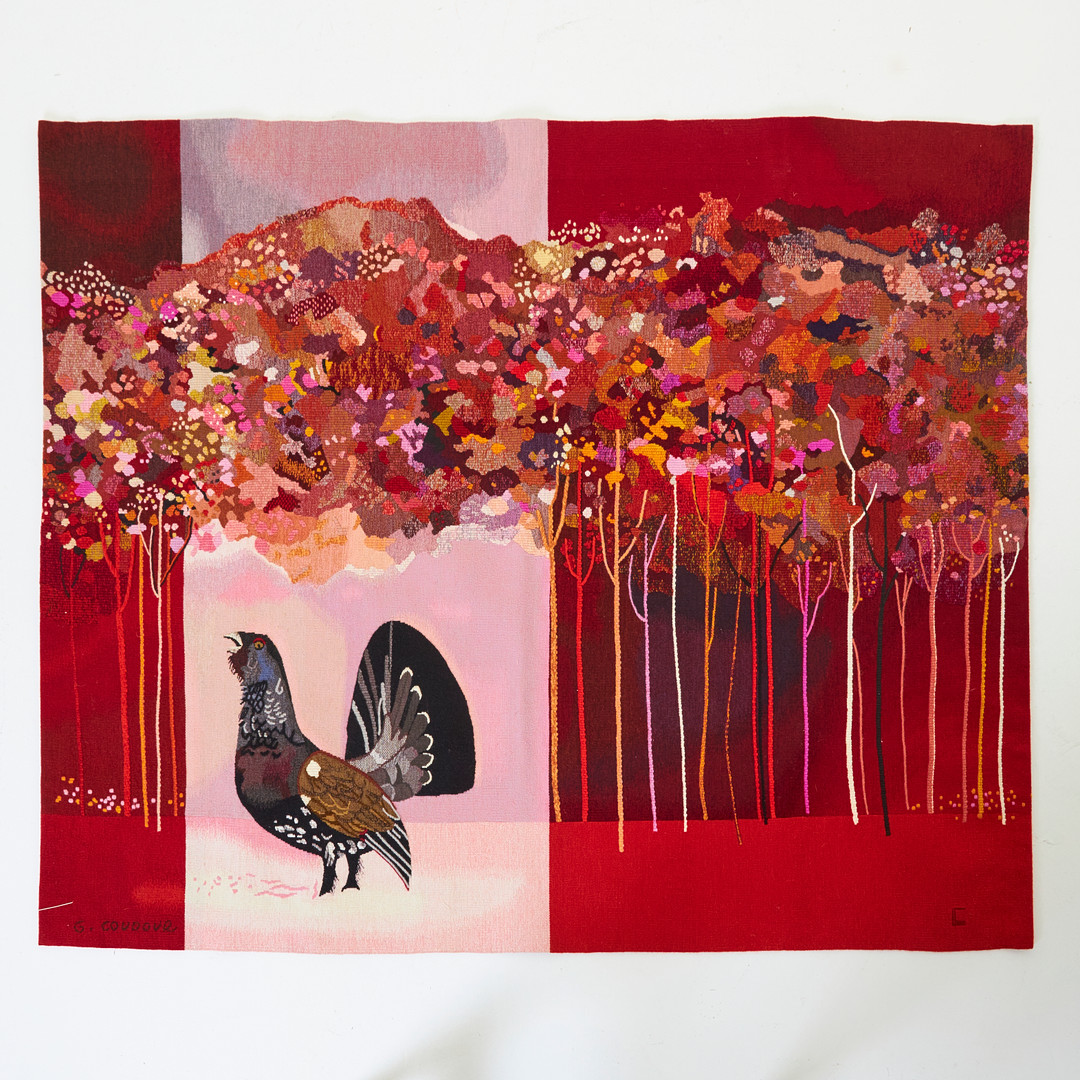 Images for 2529770. GILLES COUDOUR, "Le coq de Bruyere", fabric in ...