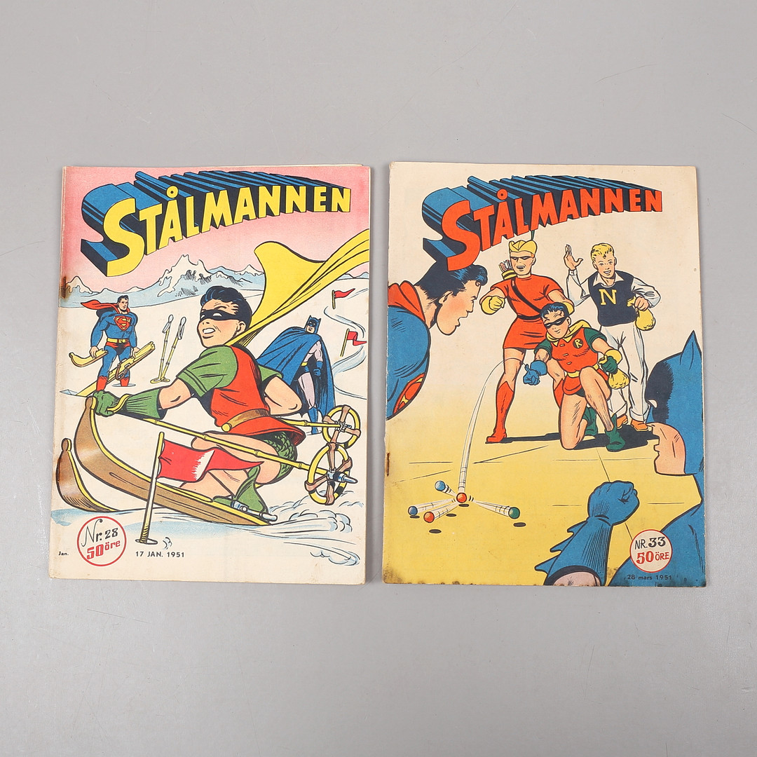 Bilder för 2795322. STÅLMANNEN, serietidning, 2 st, 1951. - Auctionet