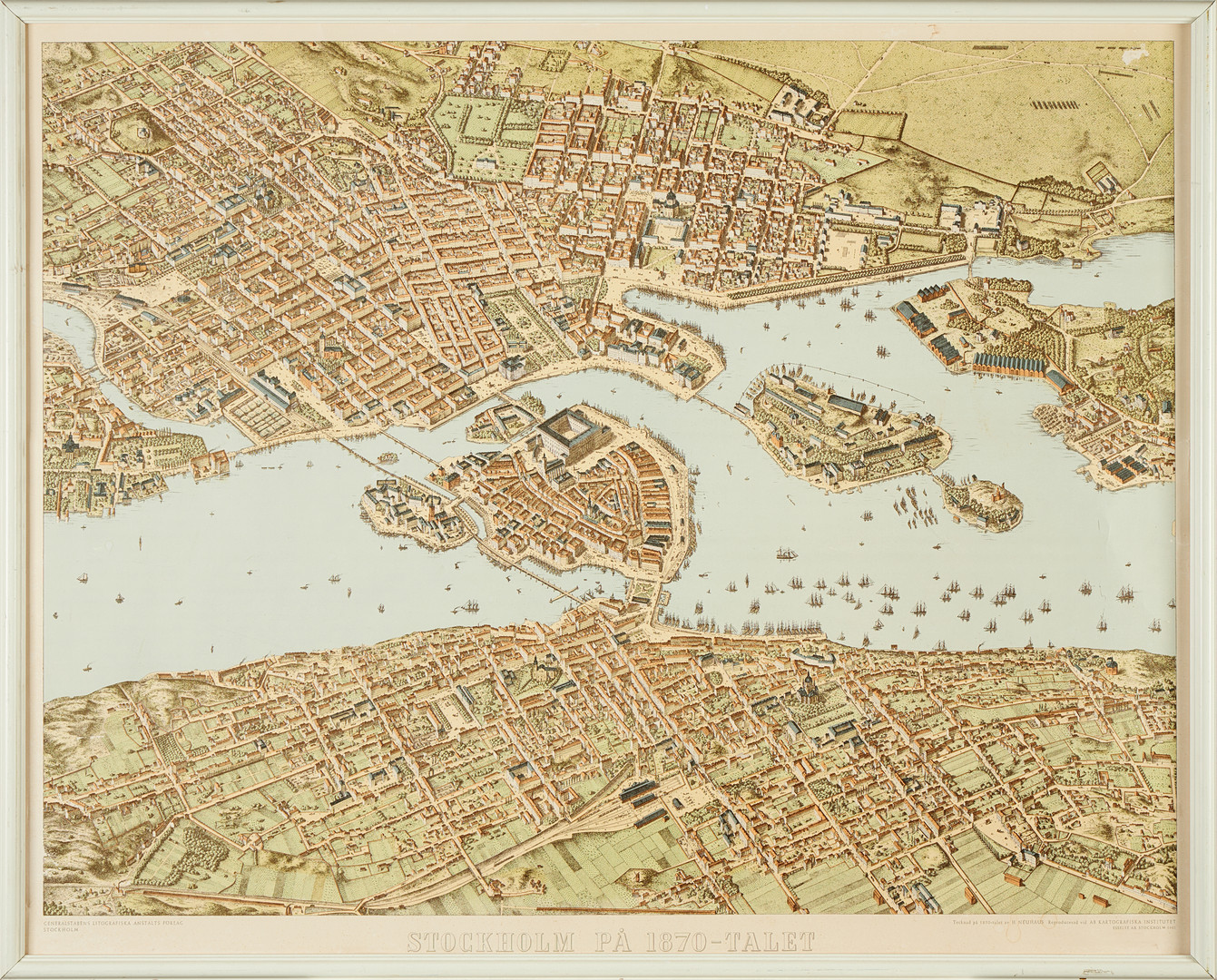 Bilder för 2857166. STOCKHOLMSKARTA, "Stockholm på 1870-talet", Esselte, Stockholm 1957. - Auctionet