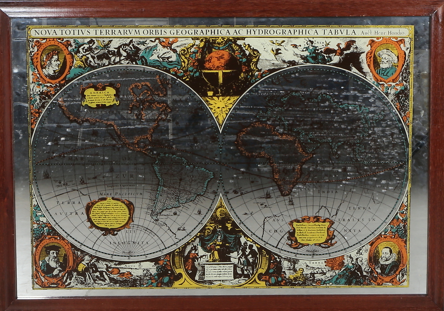 Images for 349405. MIRROR with World Map, contemporary. - Auctionet