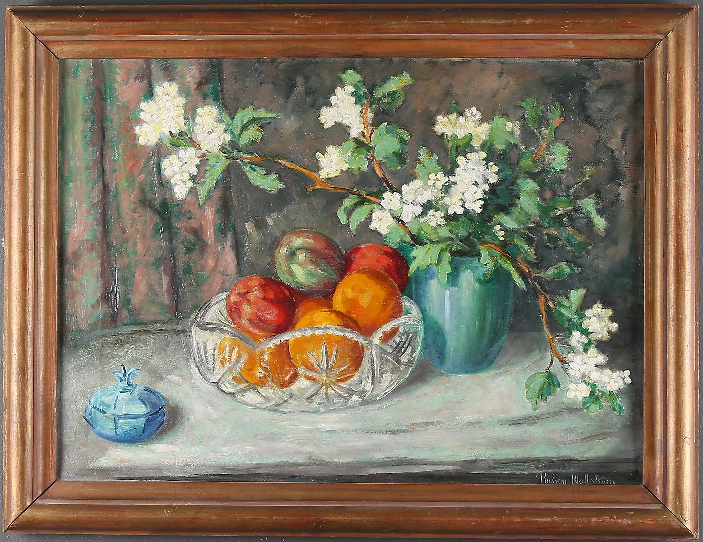 Bilder för 374741. RUBEN WALLSTRÖM. Äpplen och äppelblom, olja på duk ...