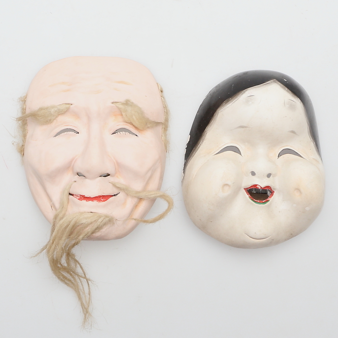 Images for 398197. NOH MASKS, 2 pcs, male and female, probably 19th ...