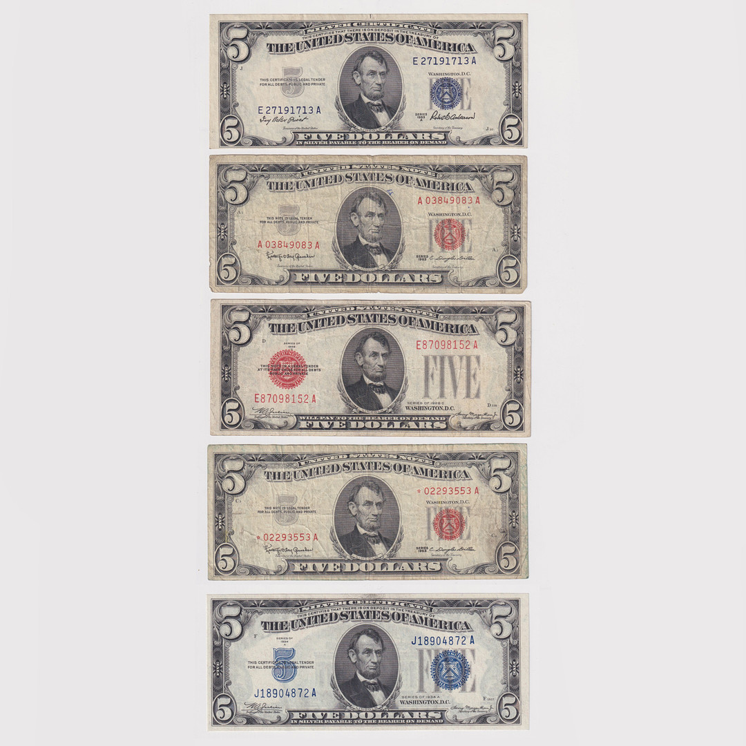 Images for 4411417. FIVE $5 BANK NOTES USA (5). - Auctionet