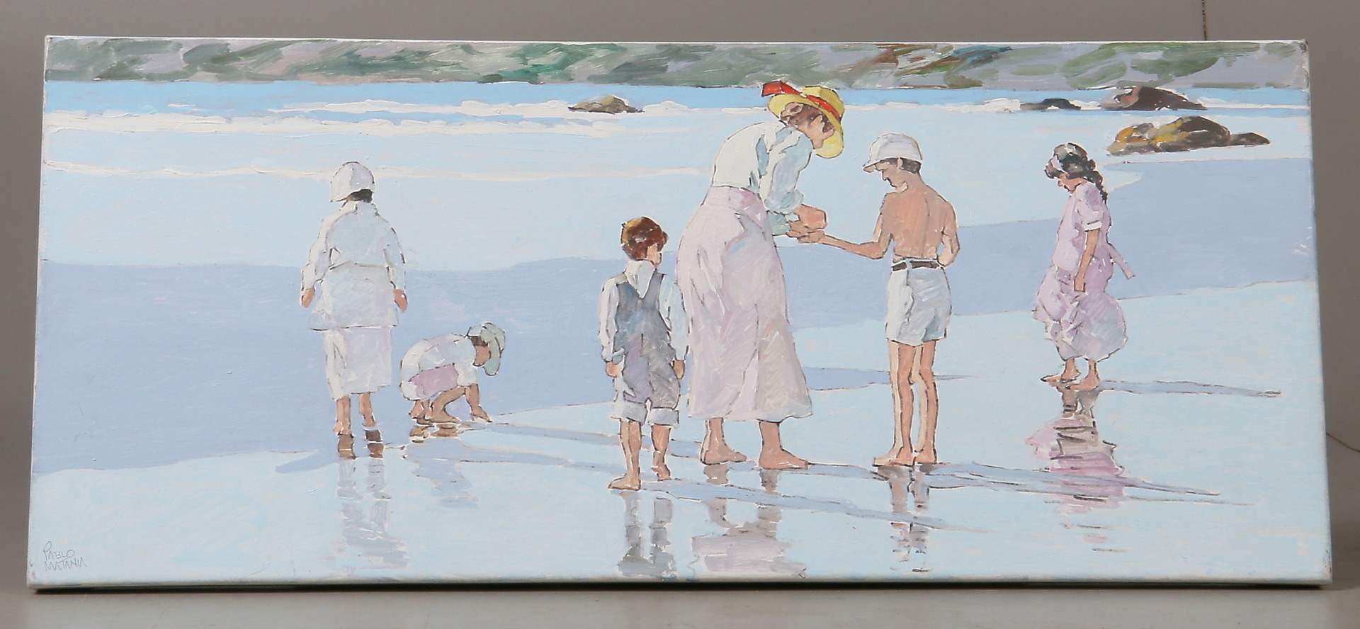 Images for 443004. PABLO MATANIA. Oil on canvas, family by the beach ...