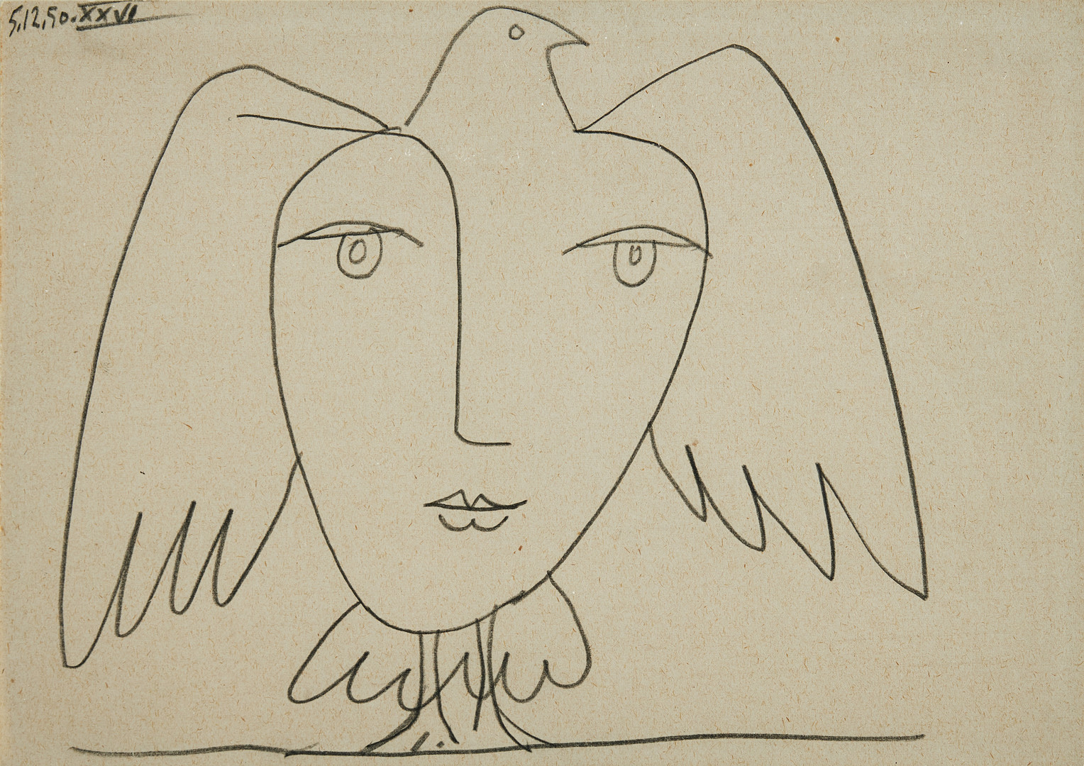 PABLO PICASSO. ”Colombe aux Ailes ouvertes et Visage” from ”Le Visage ...