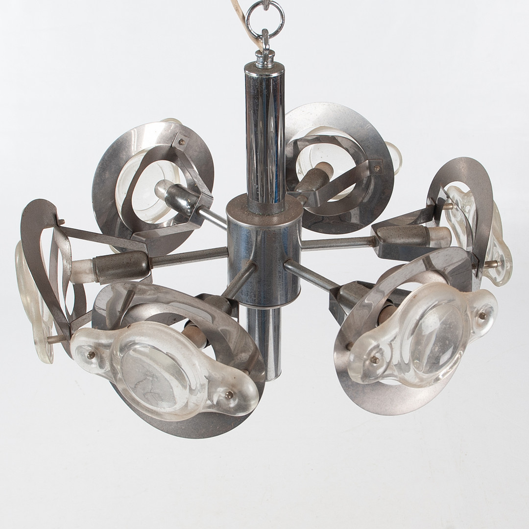 Images for 4759683. A 1970s/80s ceiling lamp, with six arms, chromed ...