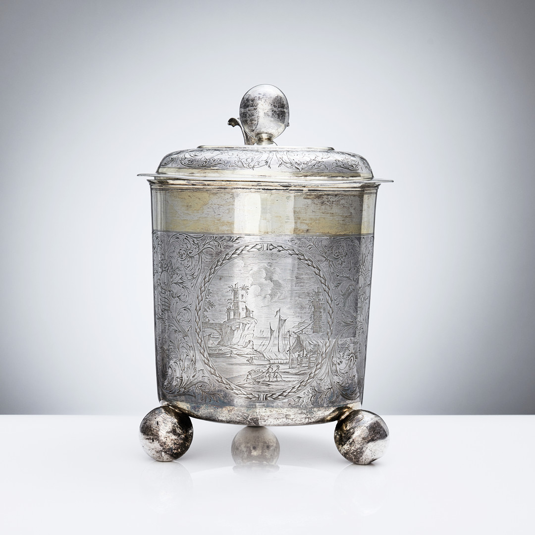 CORNELIUS POPPE. Tankard, silver, Augsburg 1690. Baroque.