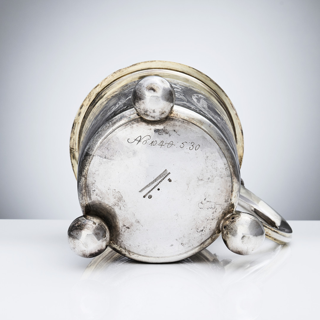 CORNELIUS POPPE. Tankard, silver, Augsburg 1690. Baroque.