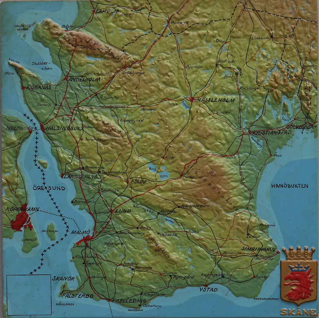 Images for 736359. MAPS, 2 pcs. topographic in relief, Småland and ...