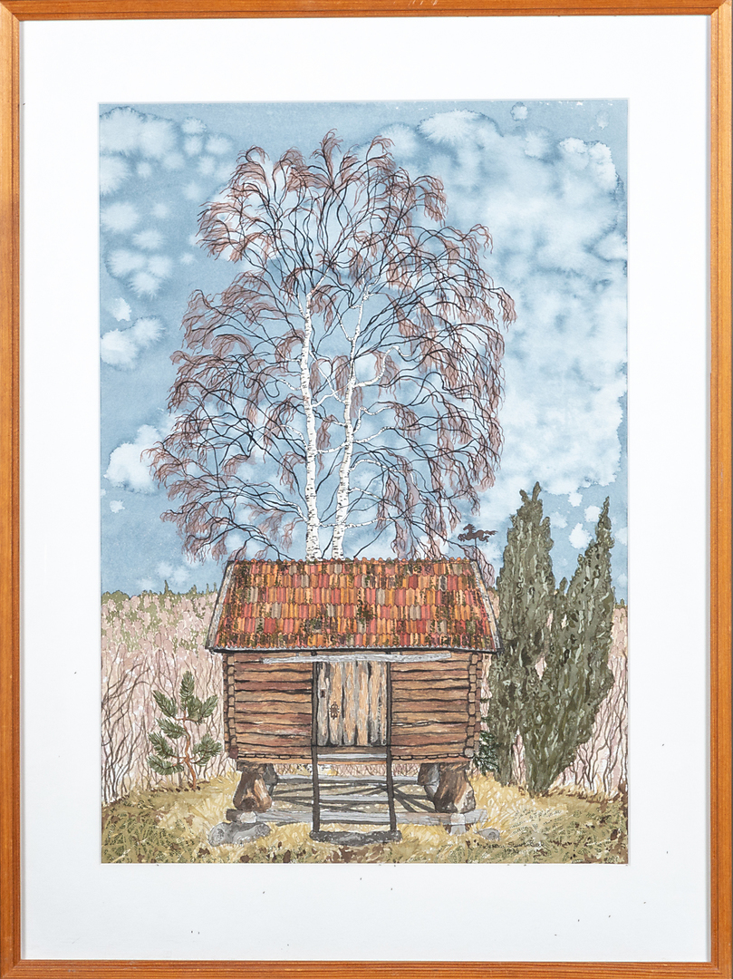 Images for 824222. JESSICA STUART-BECK. Landscape with shed and trees ...