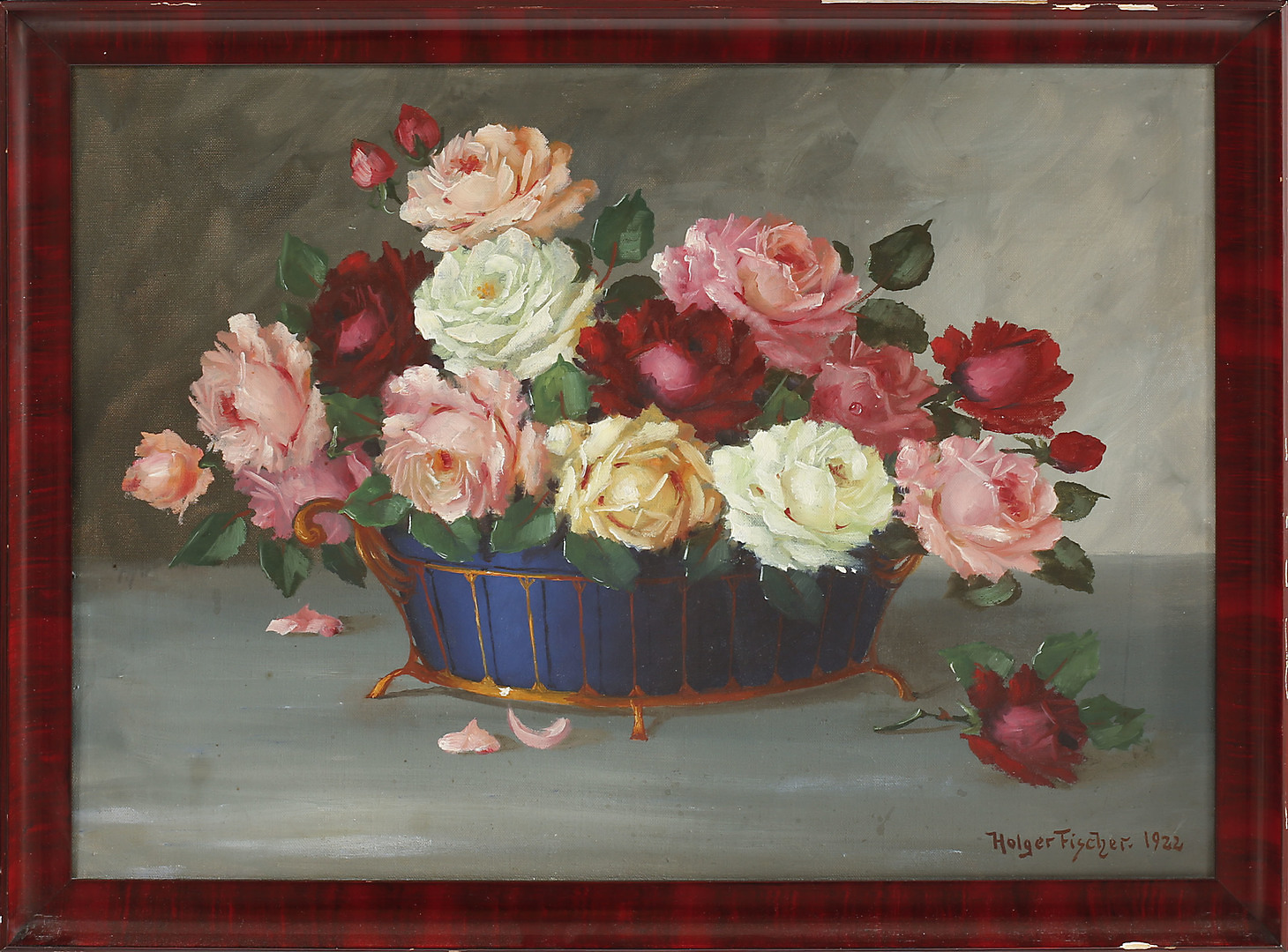 Images for 842804. HOLGER FISCHER. Still life with roses, oil on canvas ...