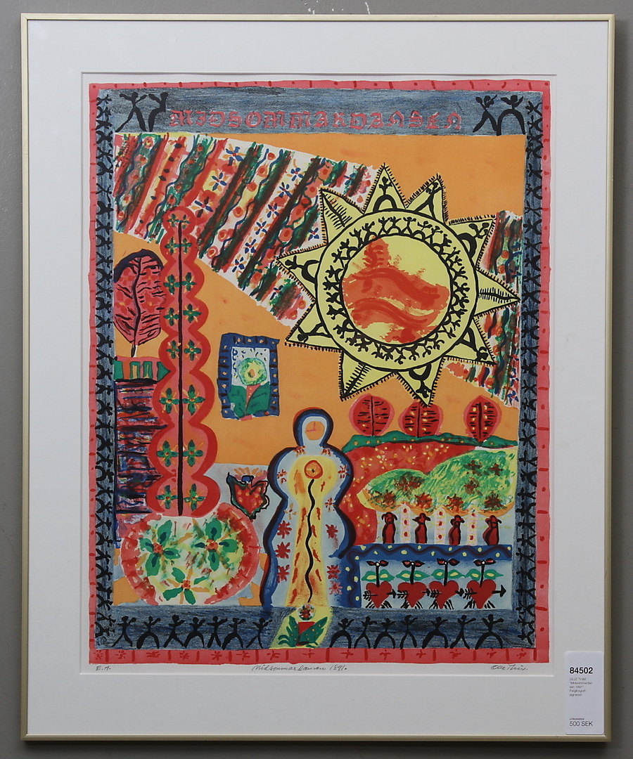 Images for 84502. OLLE THIM. "Midsummer Dance 1891". Color lithograph ...