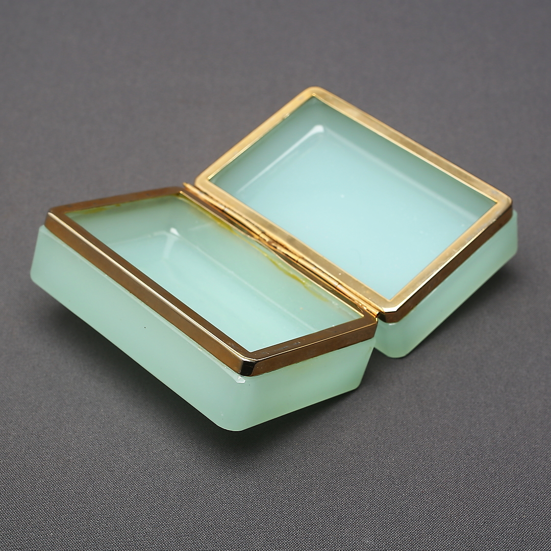 Images for 911836. BOX, semi-opaque glass with brass fittings, around ...