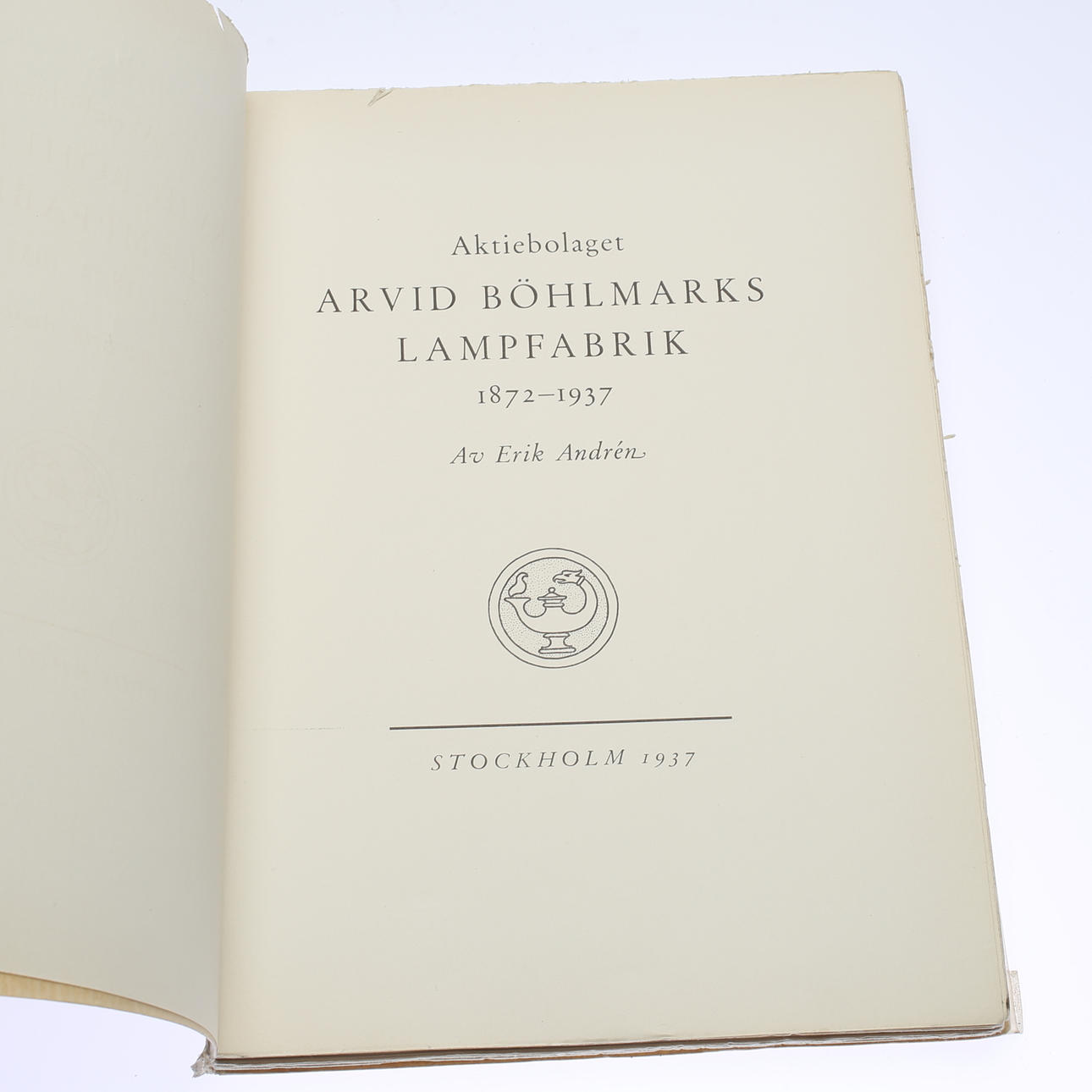 HÄFTE/BOK, 2 st, "Böhlmarks 1872-1937", Erik Andrén, Stockholm 1937 ...
