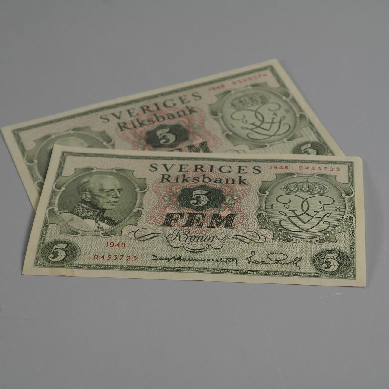 GAMLA SVENSKA SEDLAR; Ovikta, 5-100 kronors valörer. Mynt, Medaljer ...