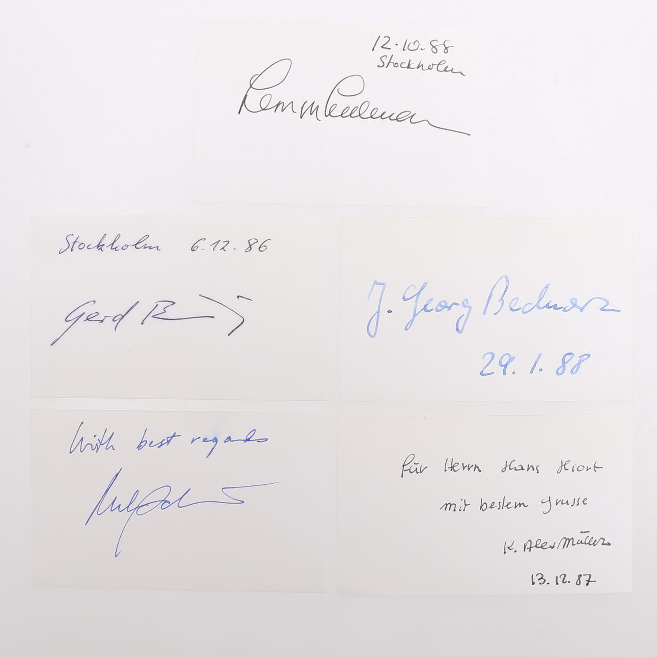 AUTOGRAPH- 5 Nobel laureates in physics including Muller and Binnig ...