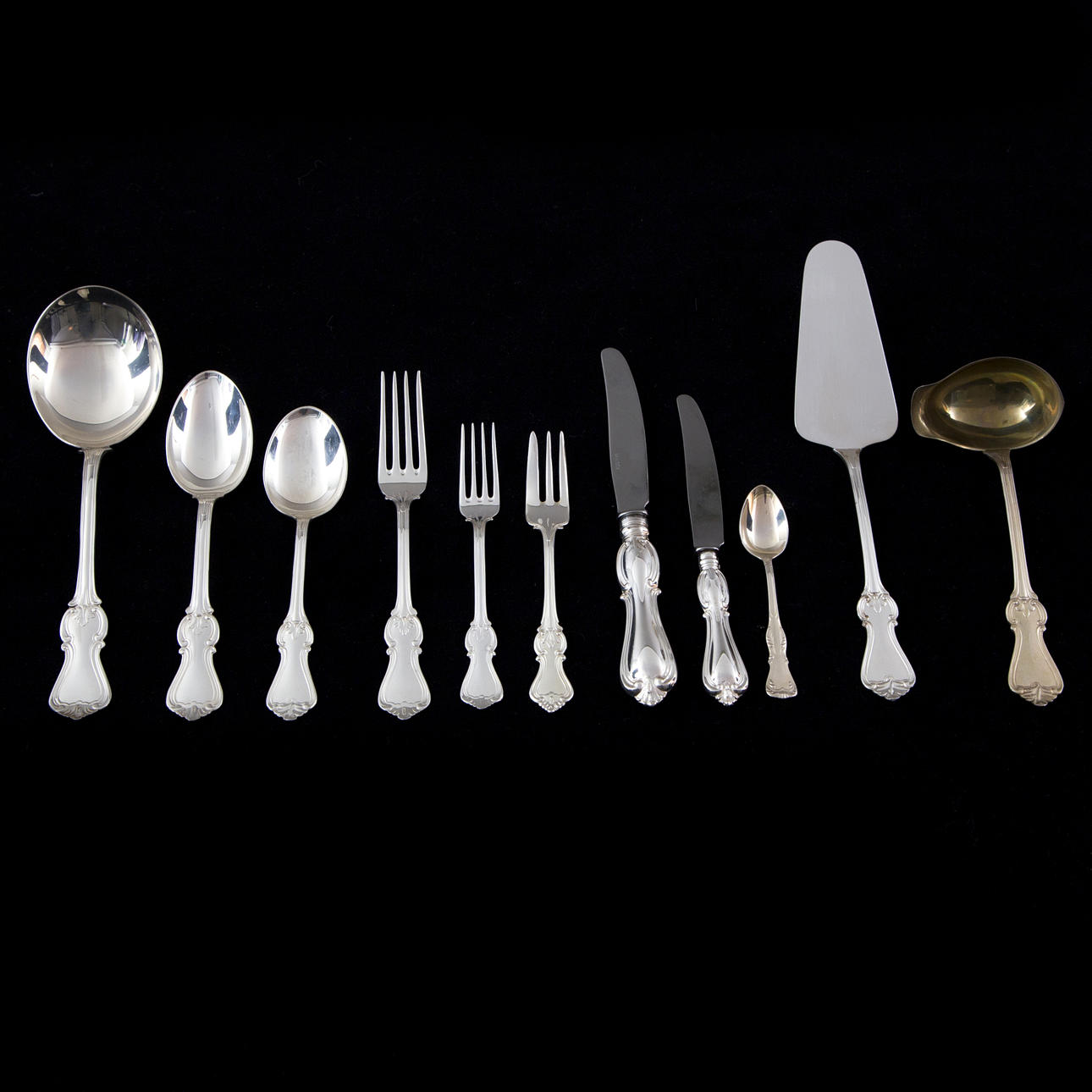 OLGA BESTECK 99 Teile, Silber, Gewicht 3516 Gramm Gesamtsilbergewicht ...