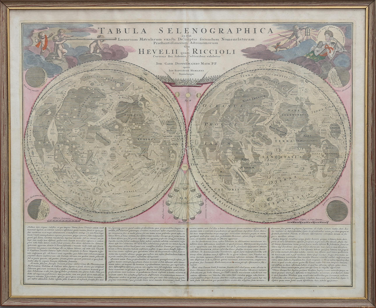 ANTIQUE MAP. THE FIRST MAP DEPICTING THE SURFACE OF THE MOON 1707 ...