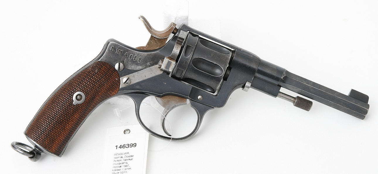 (338) REVOLVER, Swedish, Double Action, made by Husqvarna, model 1887 ...