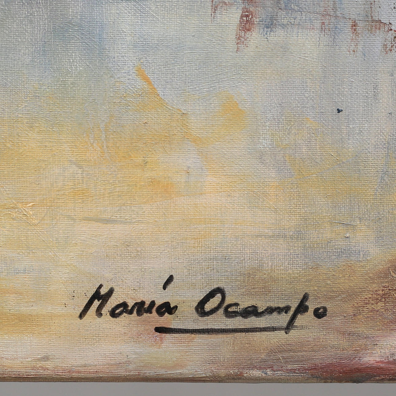 MARIA OCAMPO (FÖDD 1953). Drömlandskap, olja på duk, signerad. Konst ...