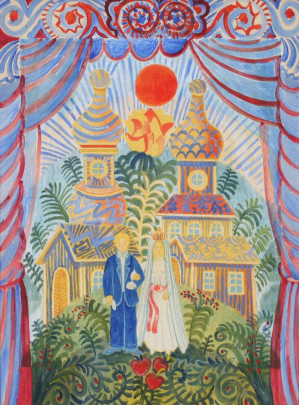 MÅRTEN ANDERSSON. The bride and groom, painted lithograph, signed and ...