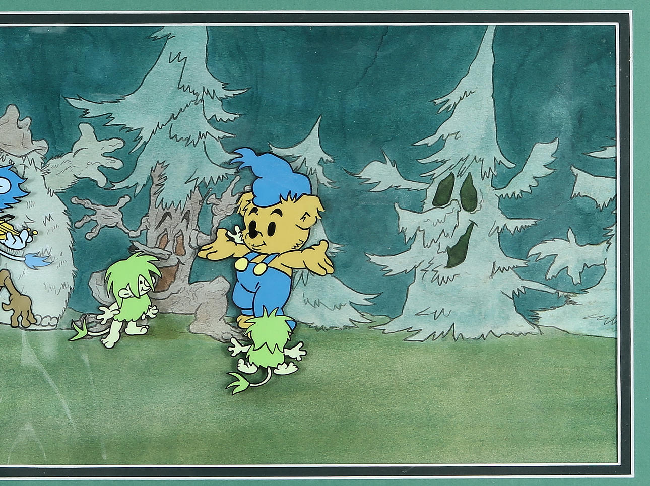 BAMSE I TROLLSKOGEN, handmålad filmcell, 1991. Övrigt - Övrigt - Auctionet