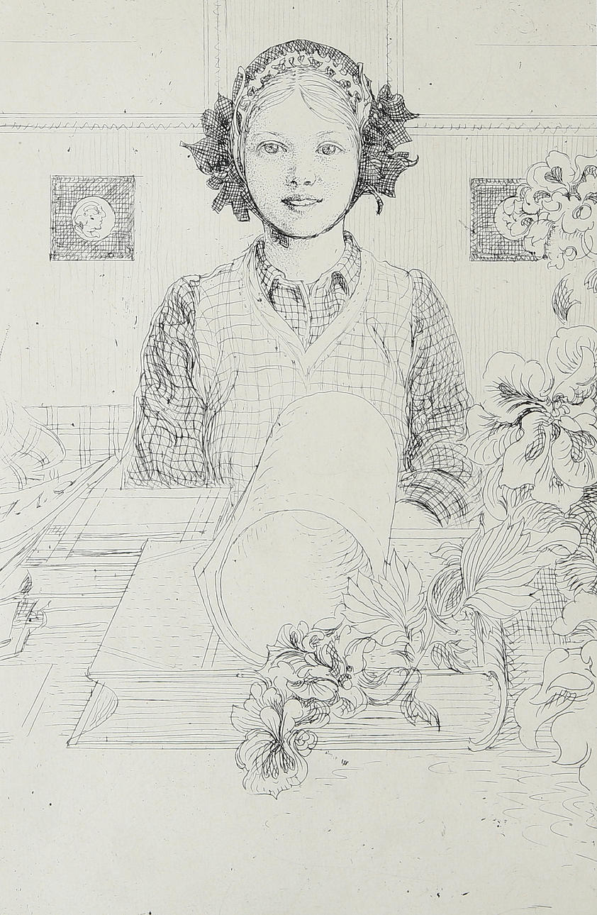 CARL LARSSON. Efter. "Ung flicka", etsning, tryck av Hjert & Hjert 1983 ...