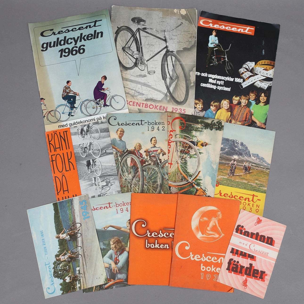 KATALOGER, 12 delar, cykel, Crescent, 1930-60-tal. Böcker, Kartor ...