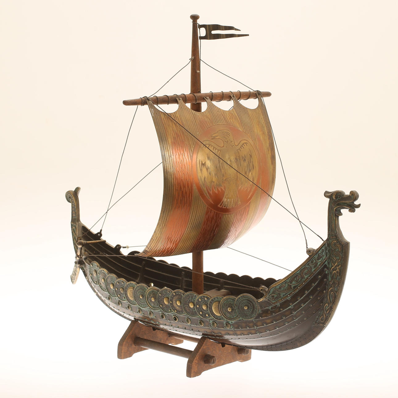 VIKINGASKEPP, brons, märkt Iron art Copenhagen, Denmark. Silver ...