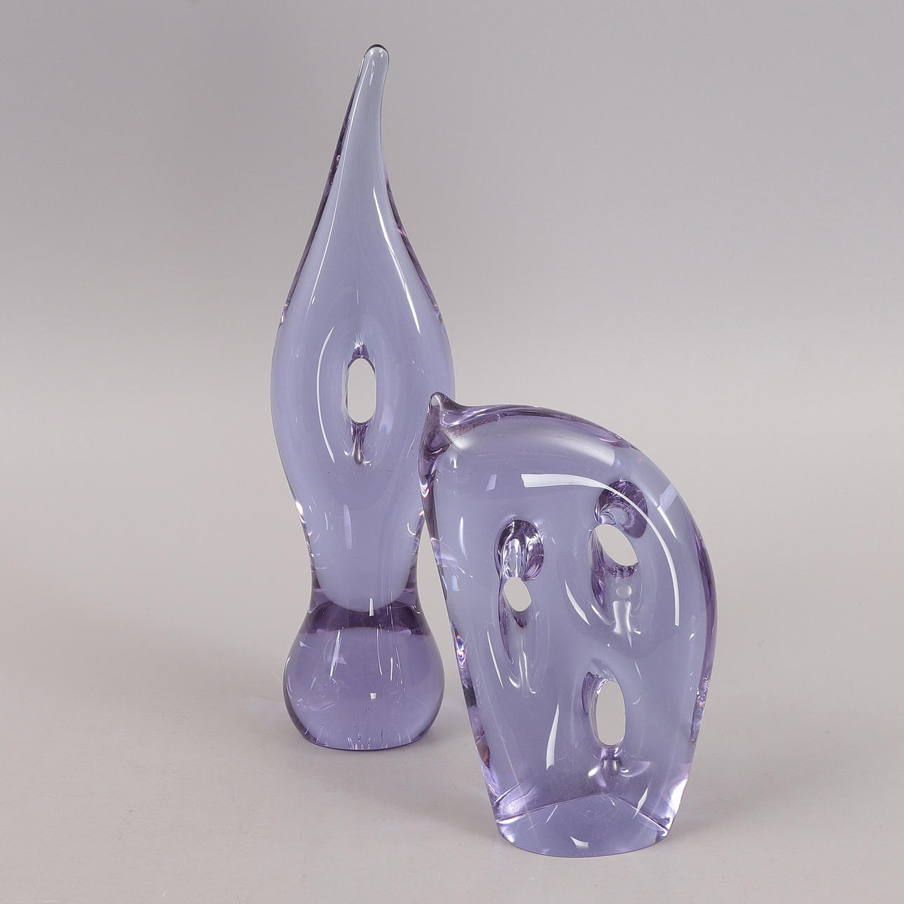 JERRY HEINTZE. Skulpturer, 2 st, glas, "Meister", signerade, "Jerry ...