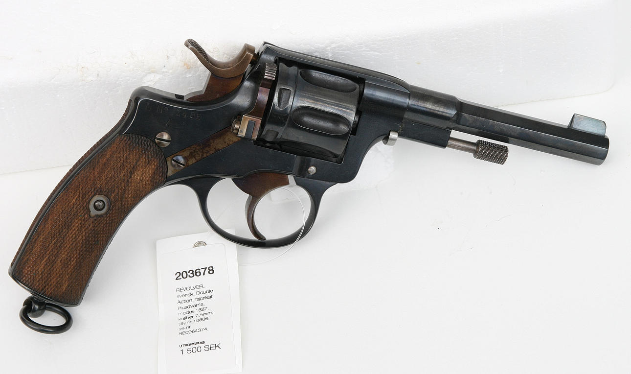 (381) REVOLVER, Swedish, Double Action, made by Husqvarna, model 1887 ...