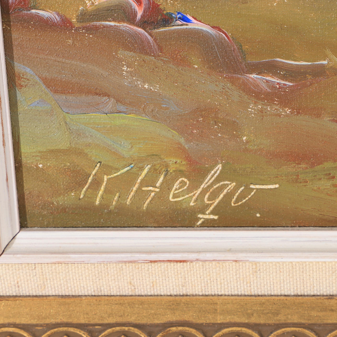 KARL HELGO. Landskap med gårdar, olja på duk, signerad H. Helgo. Konst ...