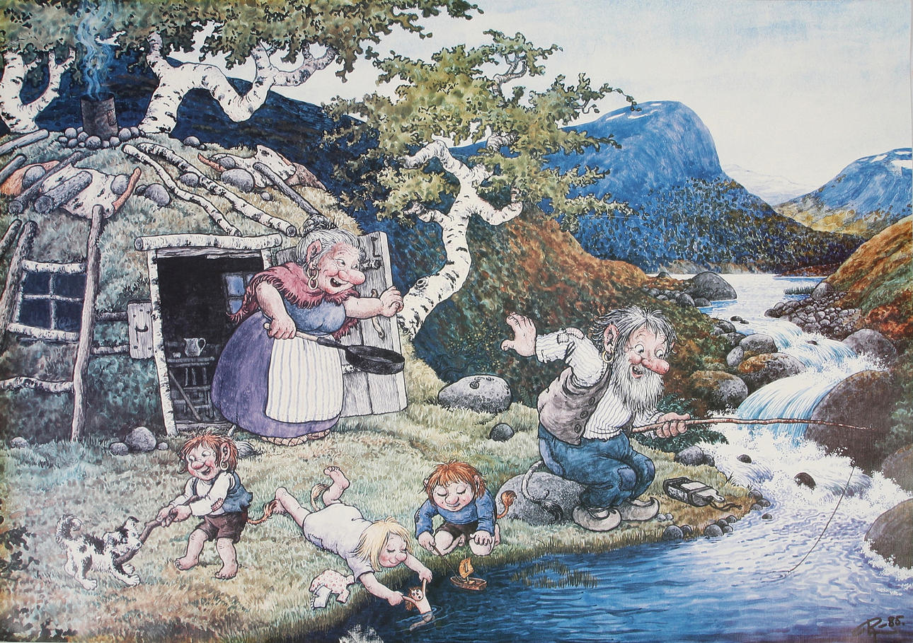 ROLF LIDBERG. Trollfamiljen, affisch, signerad i tryck. Konst - Övrigt ...