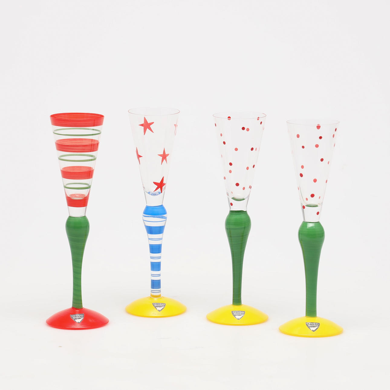 ANNE NILSSON. SNAPSGLAS, 4 st. 'Clown'. Glas - Serviser - Auctionet