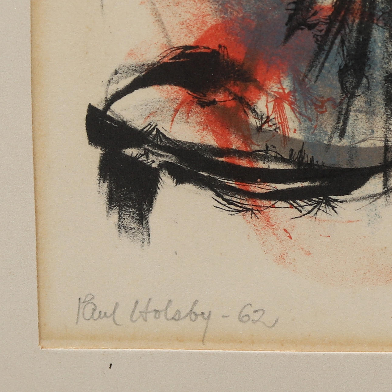 PAUL HOLSBY. Litografi, dubbelsignerad samt daterad -62. Konst - Grafik ...