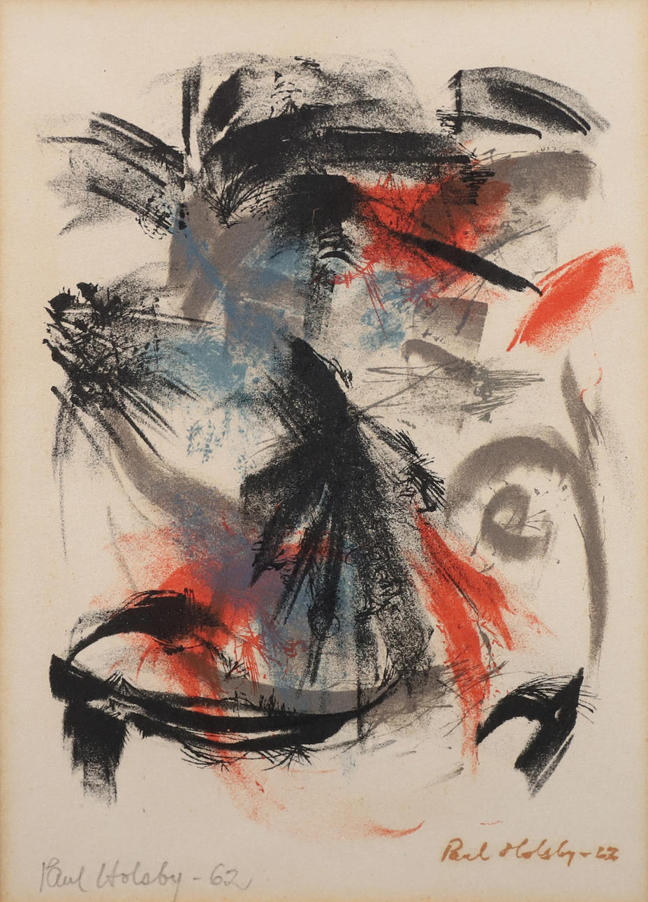 PAUL HOLSBY. Litografi, dubbelsignerad samt daterad -62. Konst - Grafik ...