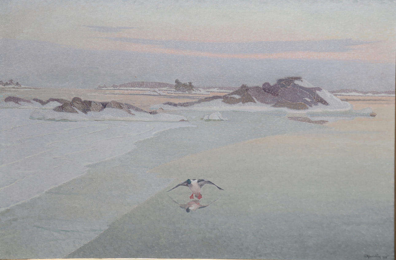 ROLF MELLSTRÖM. "Skrake". Olja på duk, signerad och daterad 1925. Konst ...