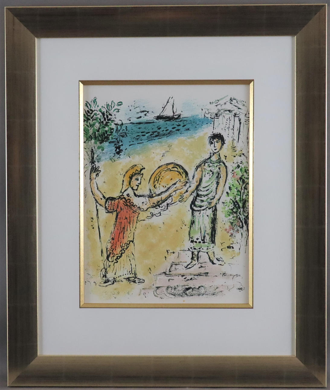 CHAGALL MARC. - "Athéna et Télémaque", color lithograph from Homère, L ...