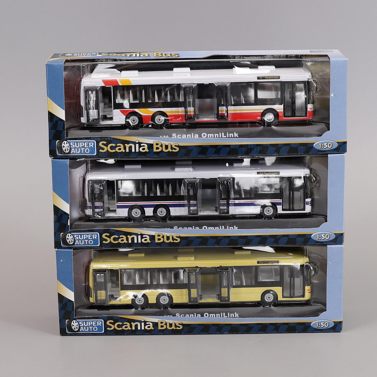 MODELLBILAR, 4 st, bussar, Scania. Leksaker - Leksaker - Auctionet
