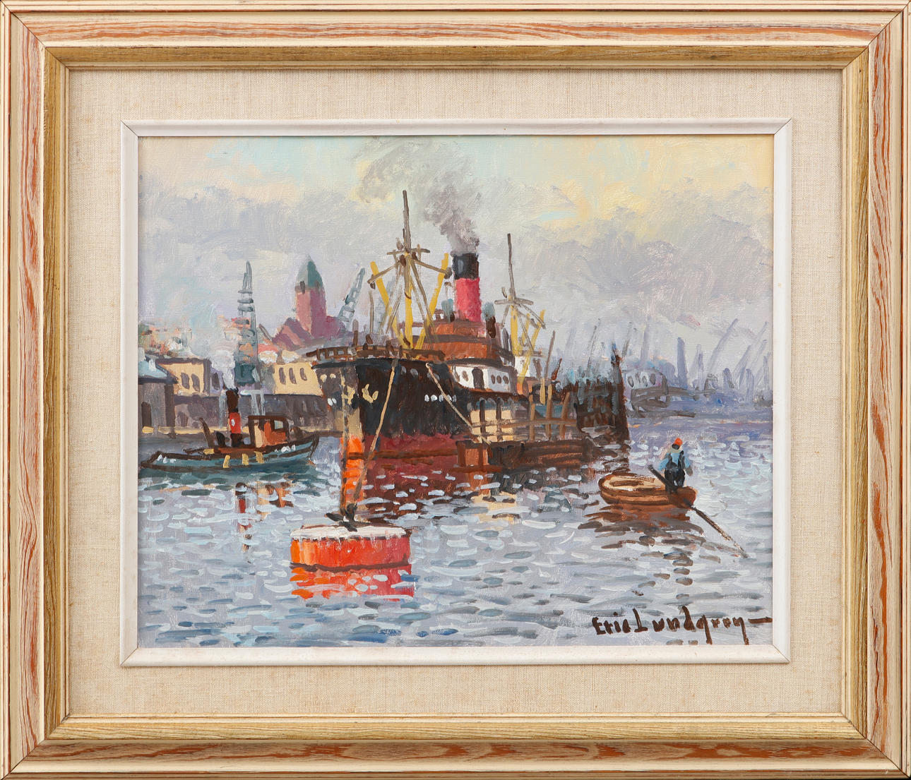 ERIC LUNDGREN. Port of Gothenburg, oil on canvas, signed. Art ...