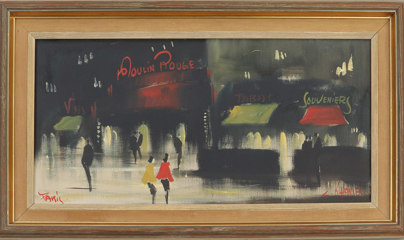 CARLO KNUD HANSEN. olja på duk, "Moulin rouge", Paris, signerad K ...