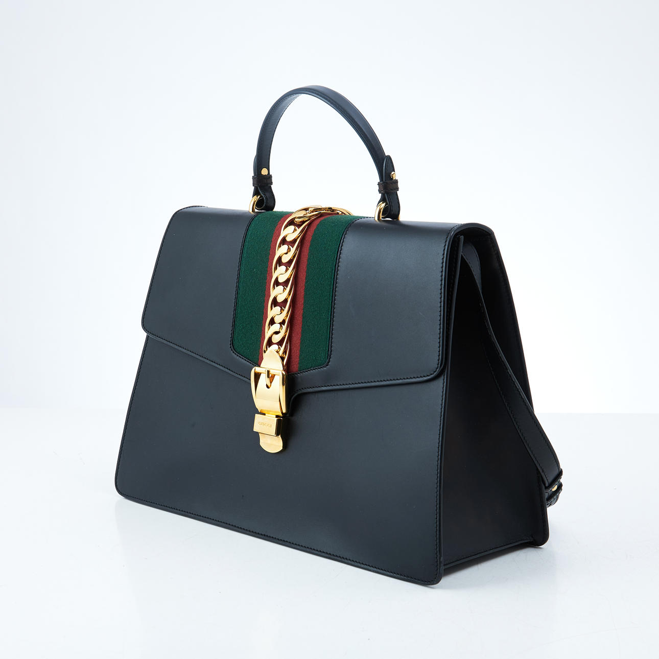 GUCCI, "Sylvie large top handle bag", black calfskin, inside marked ...