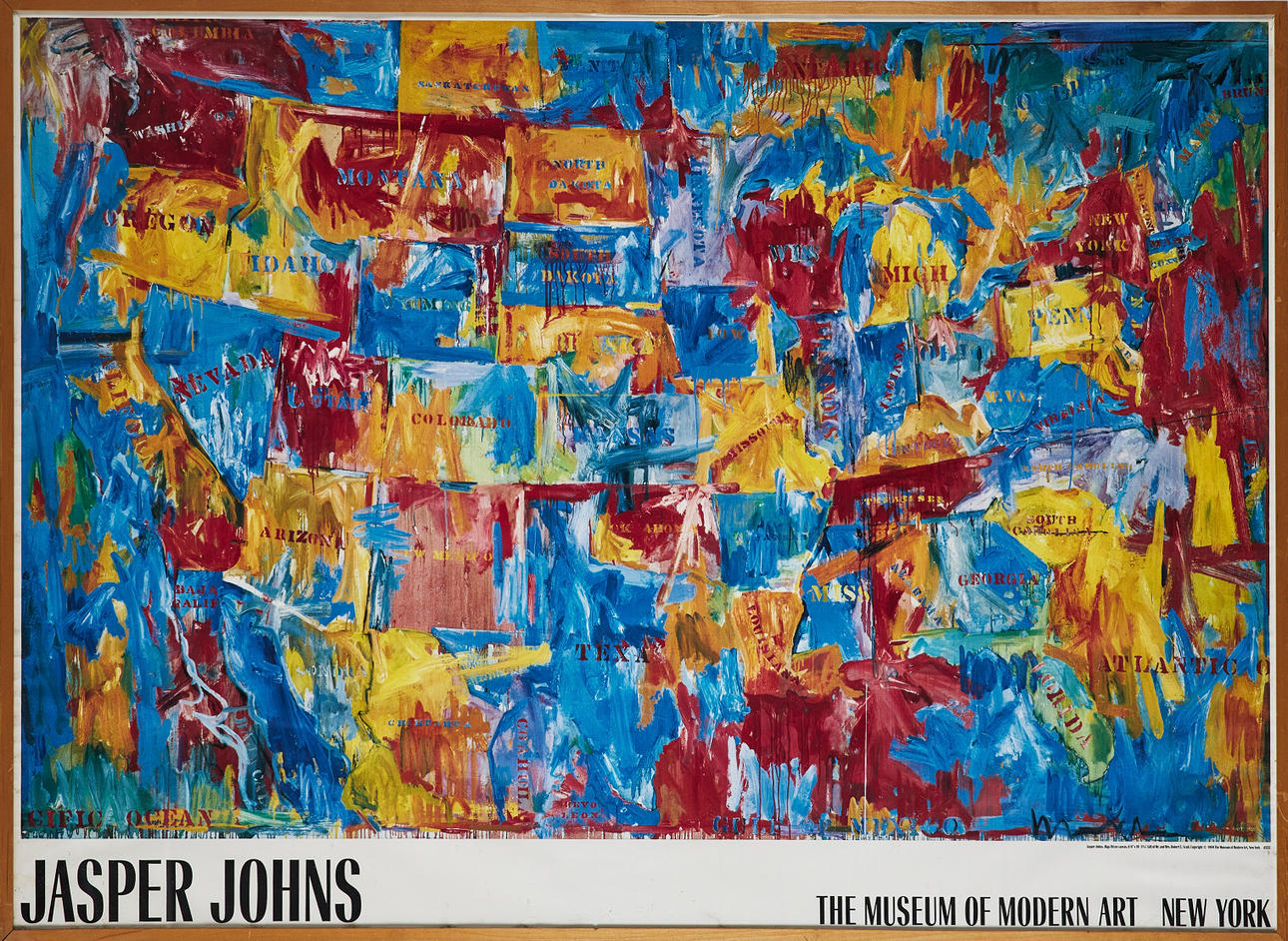 JASPER JOHNS. SEGÚN. Póster de exposición, que representa "Mapa ...