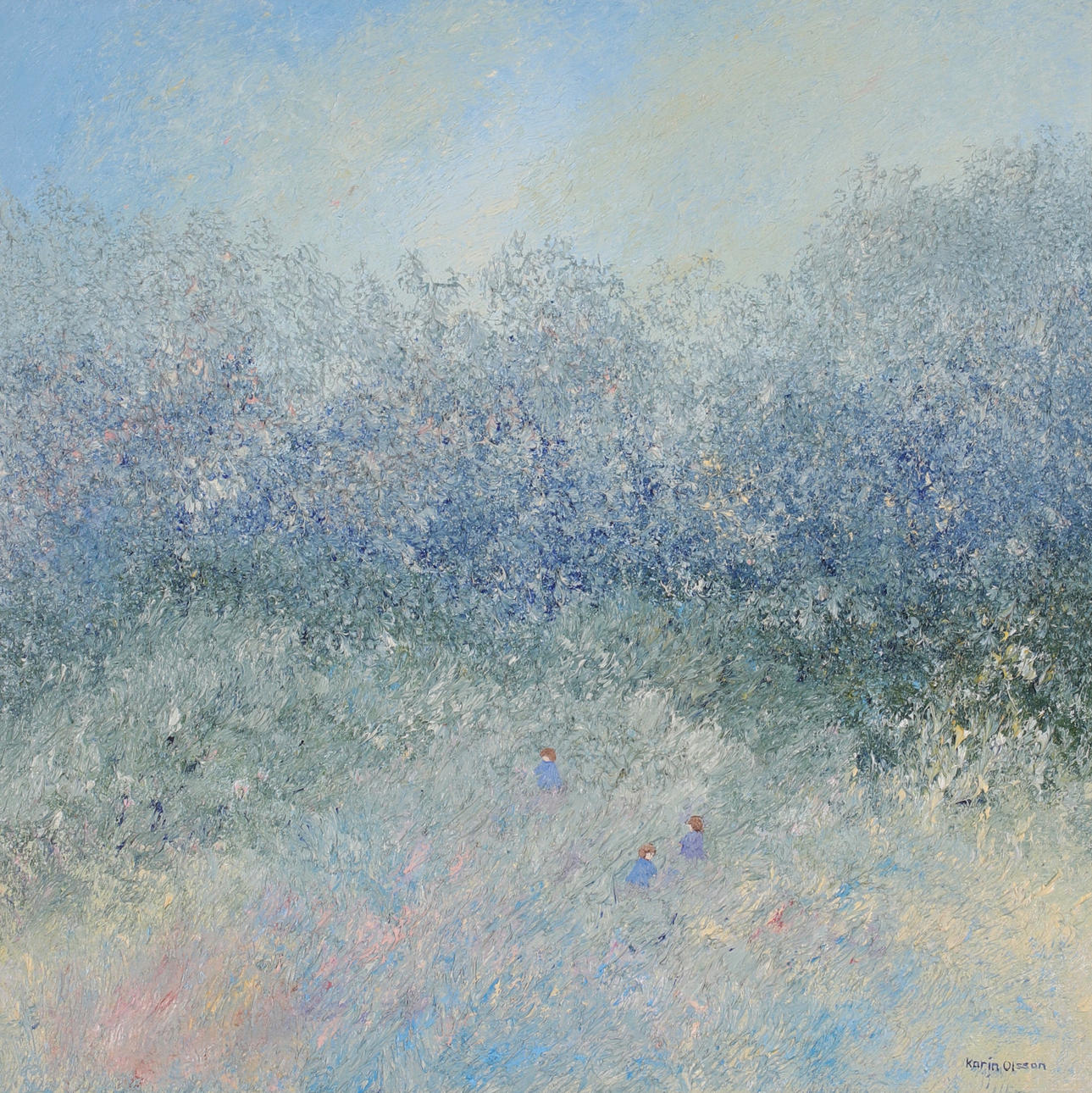 KARIN OLSSON. Den blå skogen, olja på duk, signerad. Konst - Måleri ...